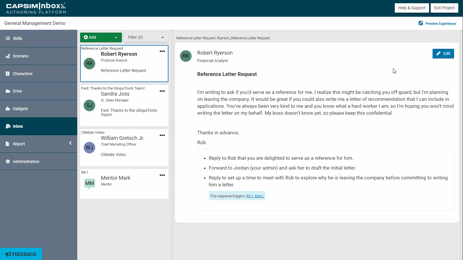 Inbox Simulations | Capsim