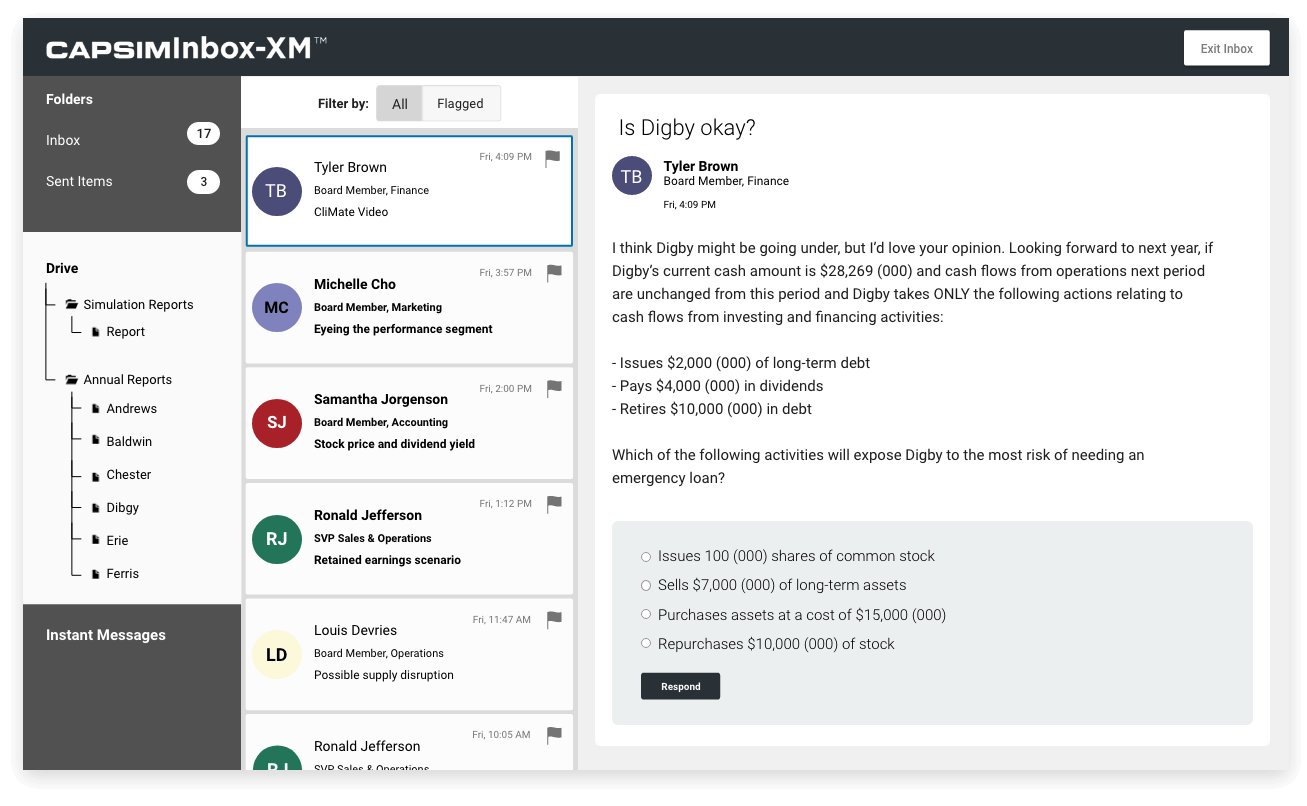 CapsimInbox-XM Business Competency Assessment - Capsim